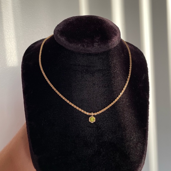 Jewelry | New Vintage Gold Clavicle Rope Chain Choker Wgreen Gem ...